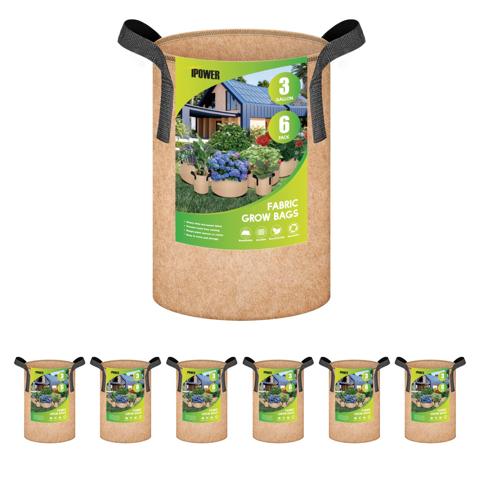 Snapklik.com : iPower Plant Grow Bag 3 Gallon 6-Pack Heavy Duty Fabric ...