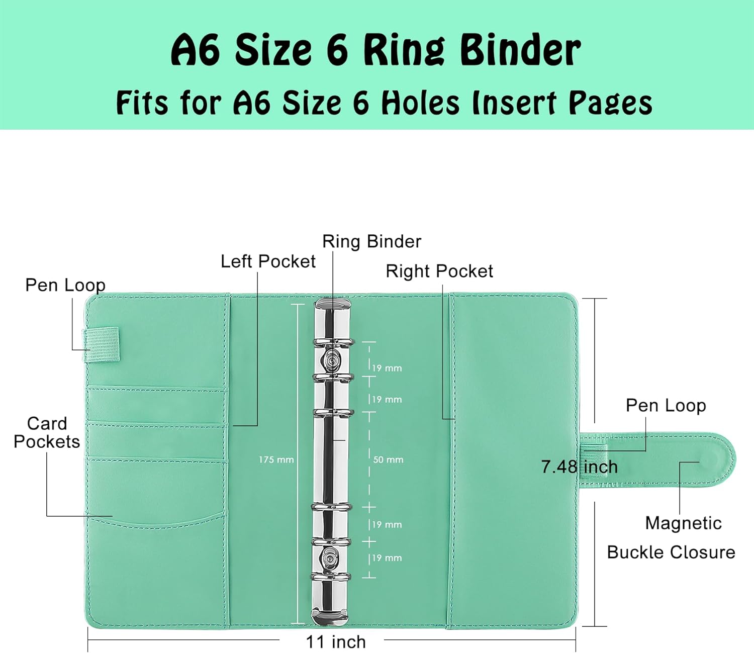 Antner A6 Binder 6 Ring Refillable Notebook Planner for A6 Refill Paper ...