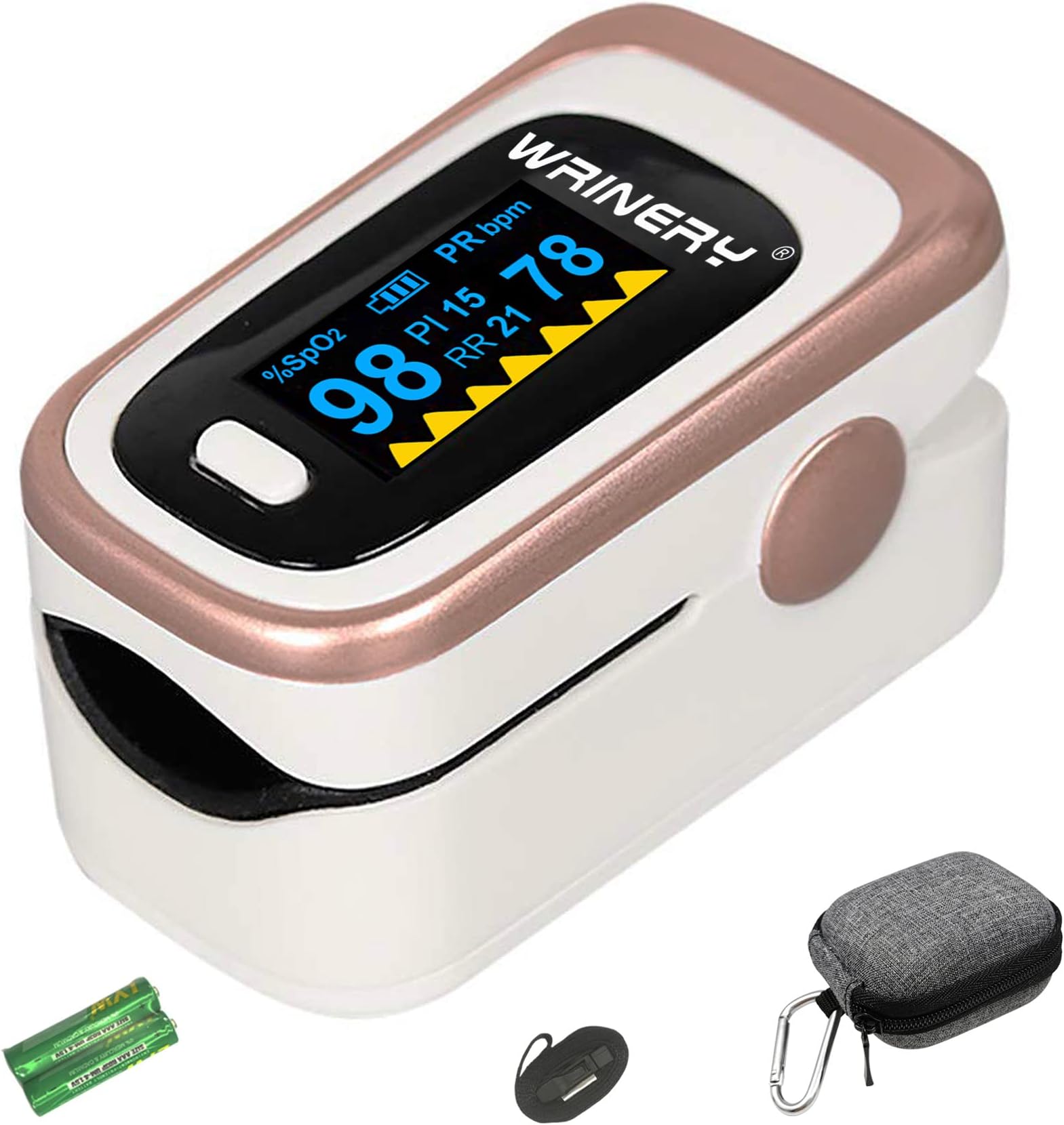 Amazon.com: WRINERY Oxygen Saturation Monitor, Pulse Oximeter Fingertip ...