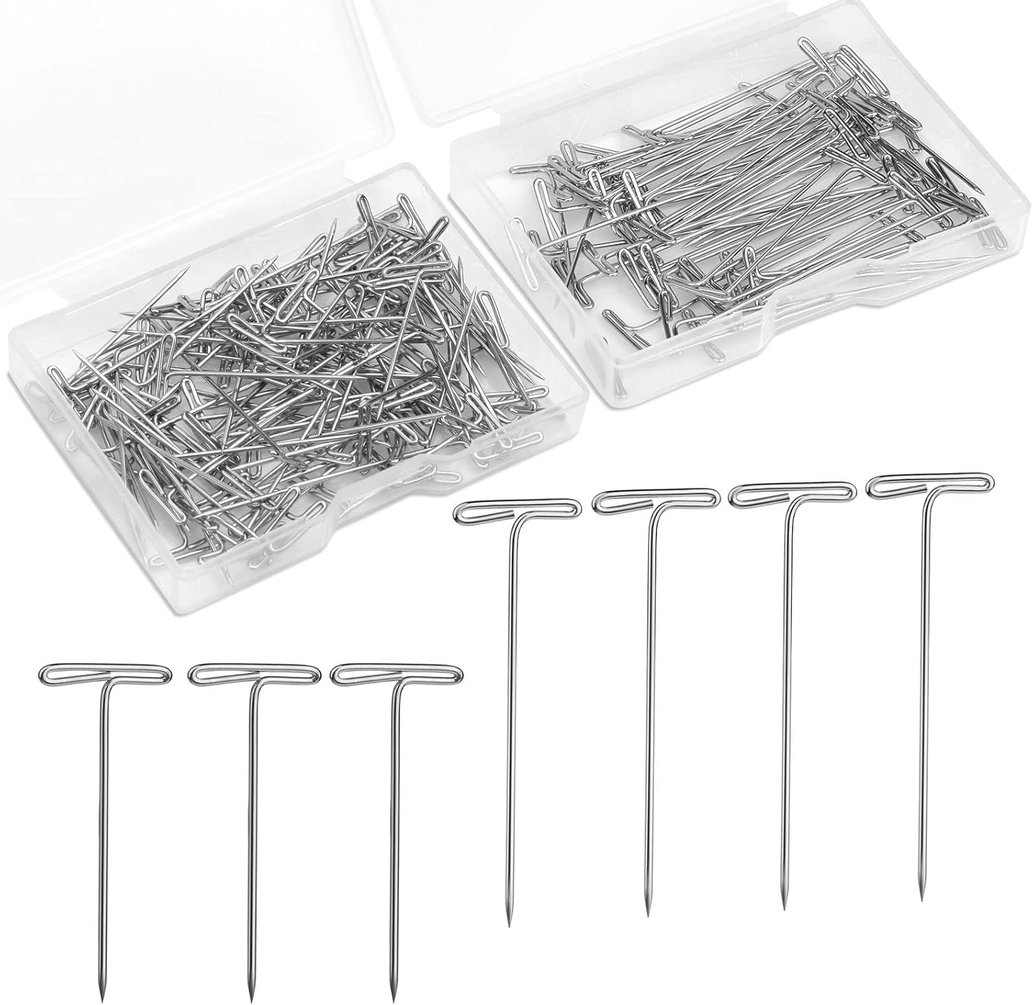 Amazon.com: 170Pcs T Pins, 100Pcs 1.26in 70Pcs 1.5in Silver Stainless ...