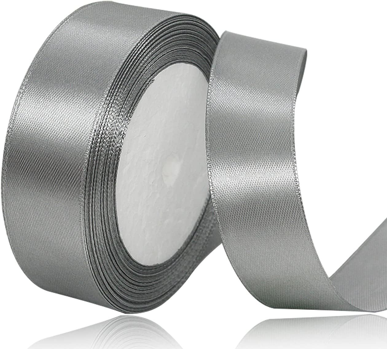 Amazon.com: Grey Satin Ribbon 1 Inch x 25 Yards, Solid Color Polyester ...