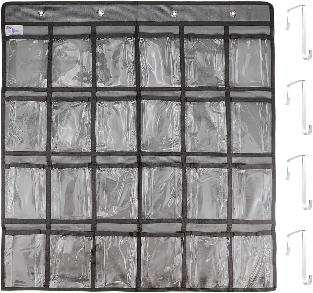 Amazon.com: LNQ LUNIQI 24 Clear Classroom Pocket Chart with 4 Pcs Metal ...