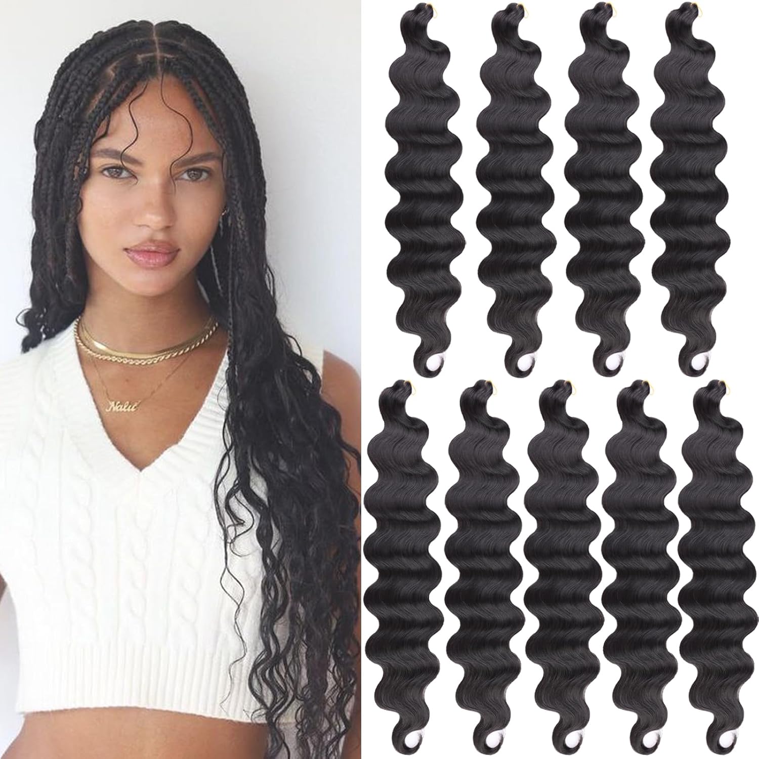 Amazon.com : Unionbeauty 24 Inch 9 Pack Body Wave Braiding Hair Black ...