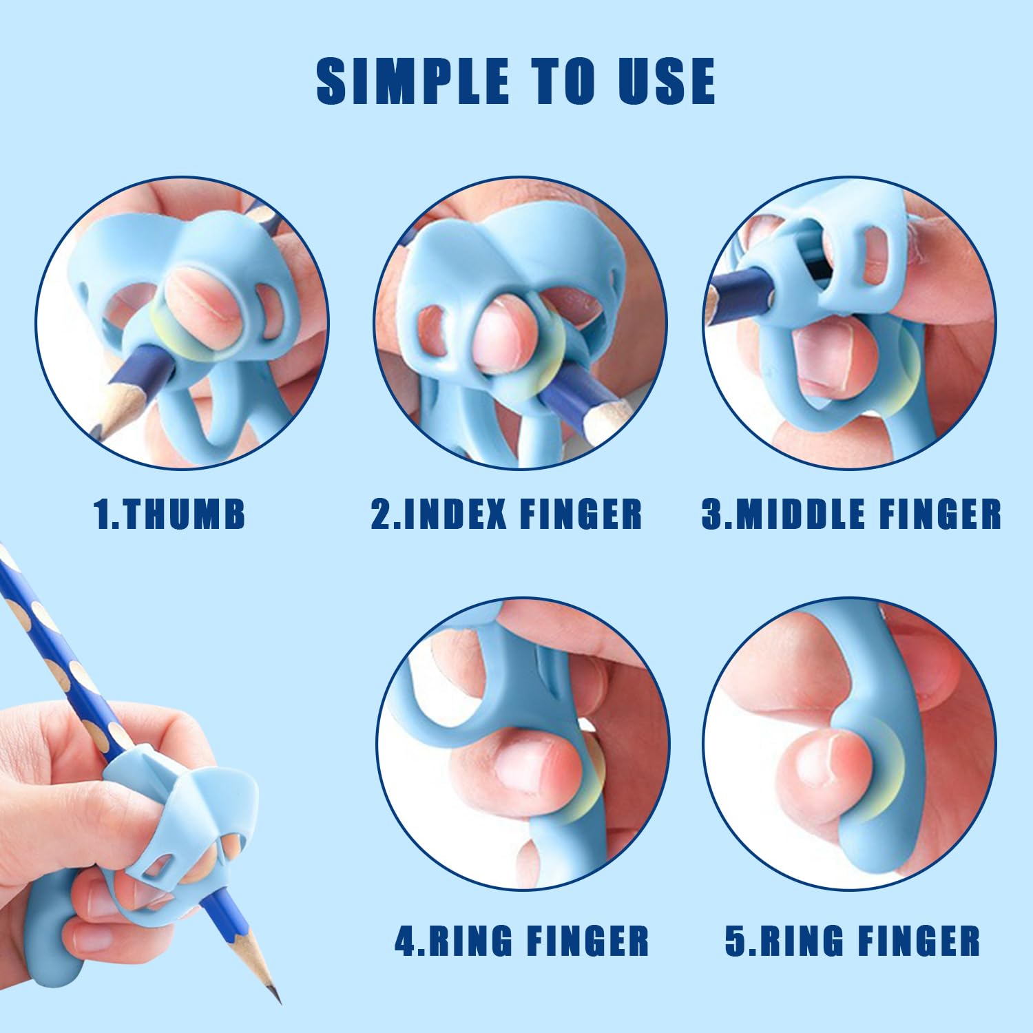 4 Pcs Pencil Grips for Kids Handwriting, Writing Aid Grip Trainer ...