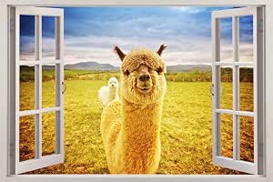 Alpacas Window Decal Home Decor Art Mural Animals 3D Wall Sticker DIY ...