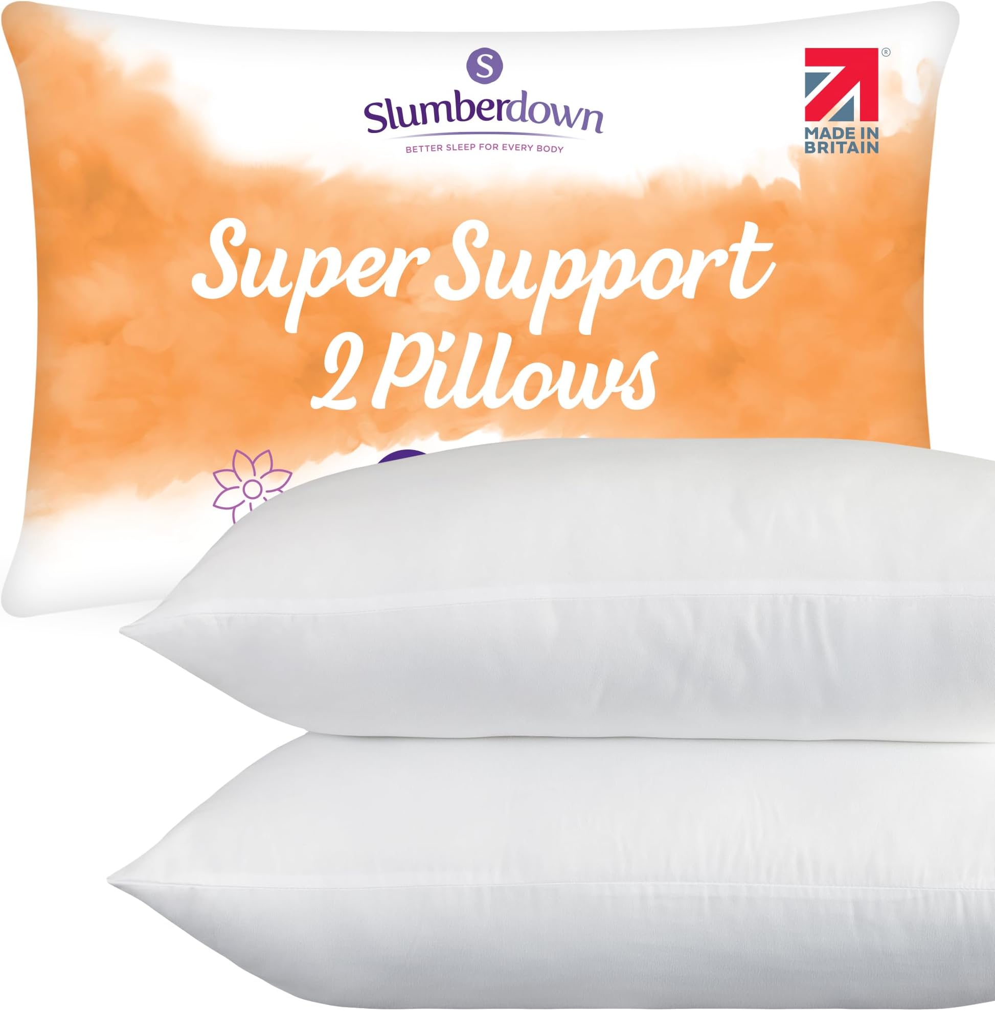 Slumberdown Feels-Like-Down Pillows 2 Pack - Medium Support Back ...