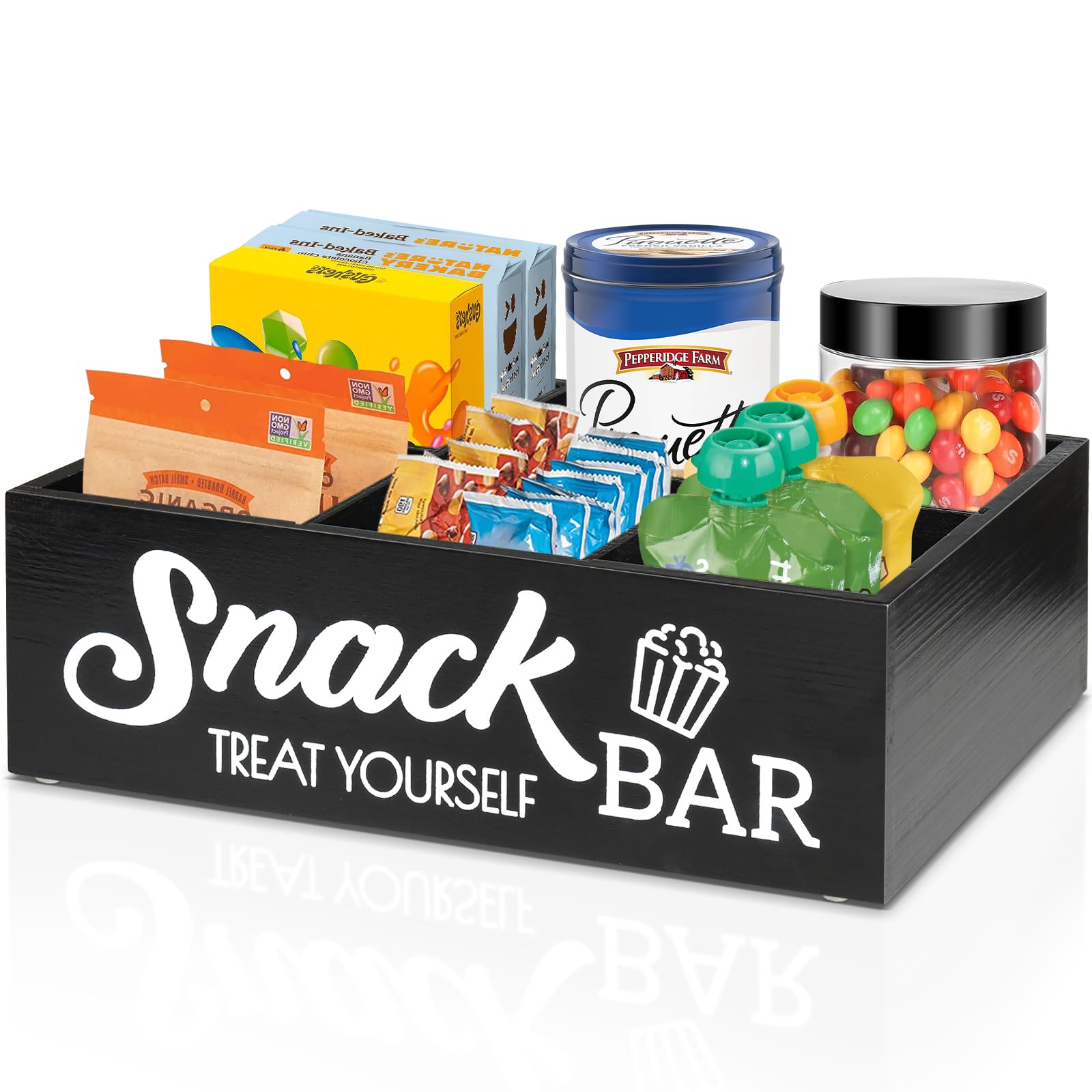 Amazon.com: Zecela Snack Organizer for Countertop, Wooden Snack Tray ...