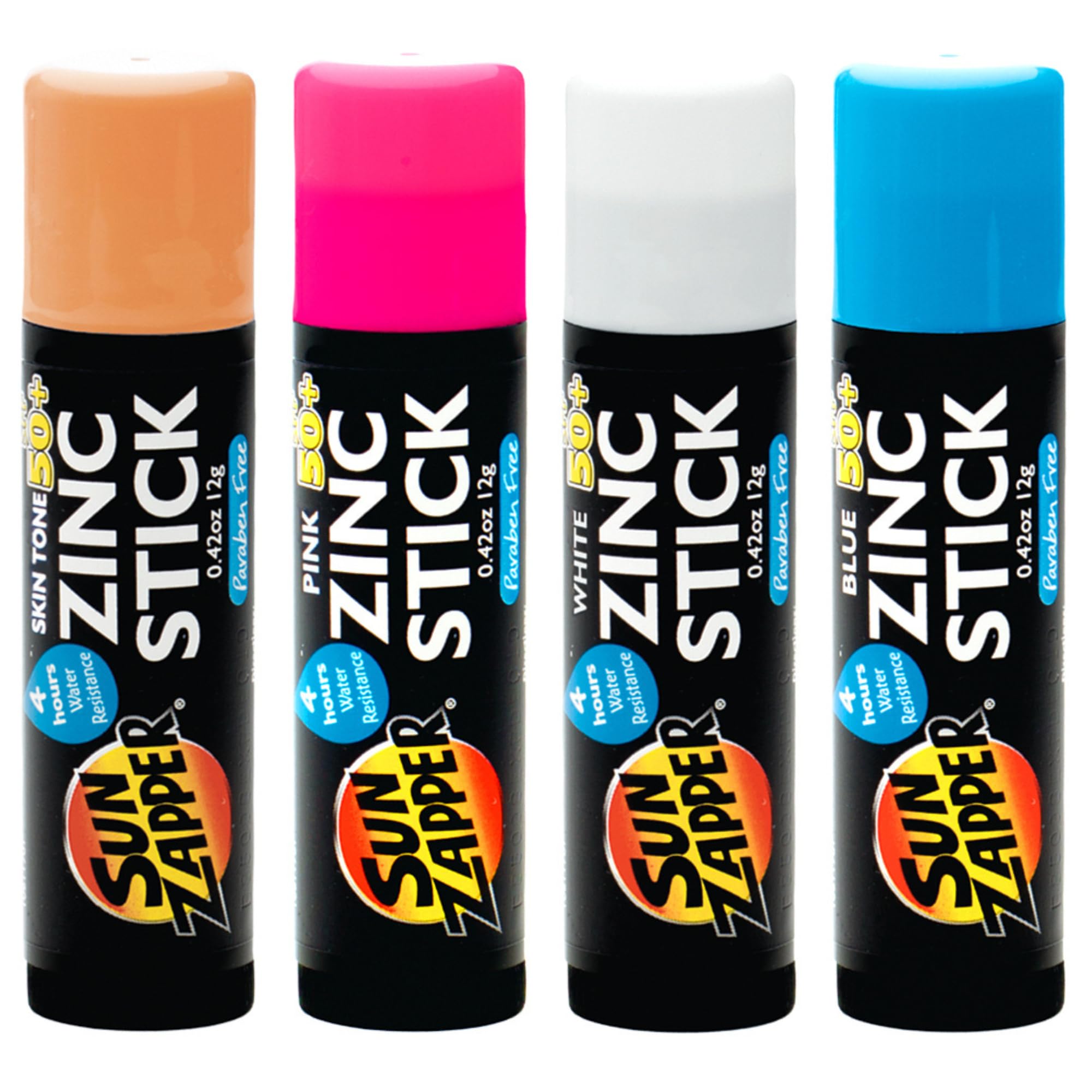 Sun Zapper Zinc Oxide Stick 4 Pack (Beach Pack) - Light Skin Tone, Pink ...