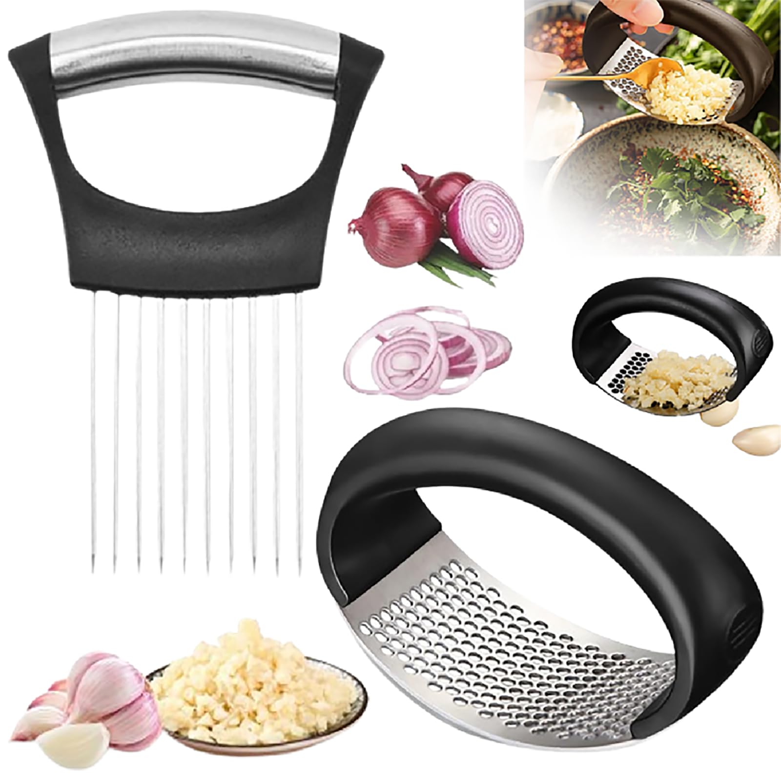 Amazon.com: Garlic Mincer Tool, Stainless Steel Garlic Presser, Garlic ...