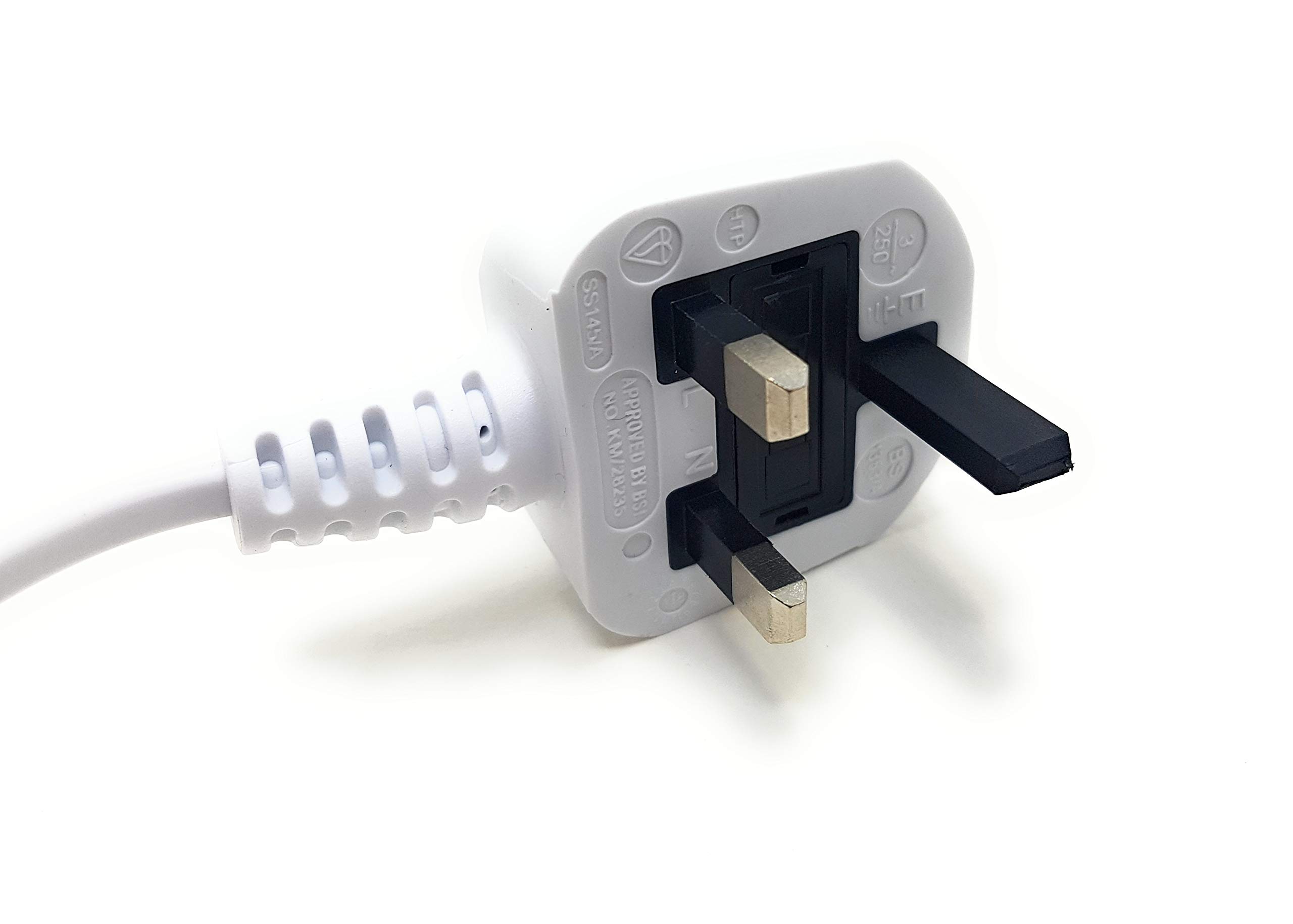 Buy MainCore 5m White Right Angle UK 3pin Mains Figure 8 (Fig 8) IEC C7 ...