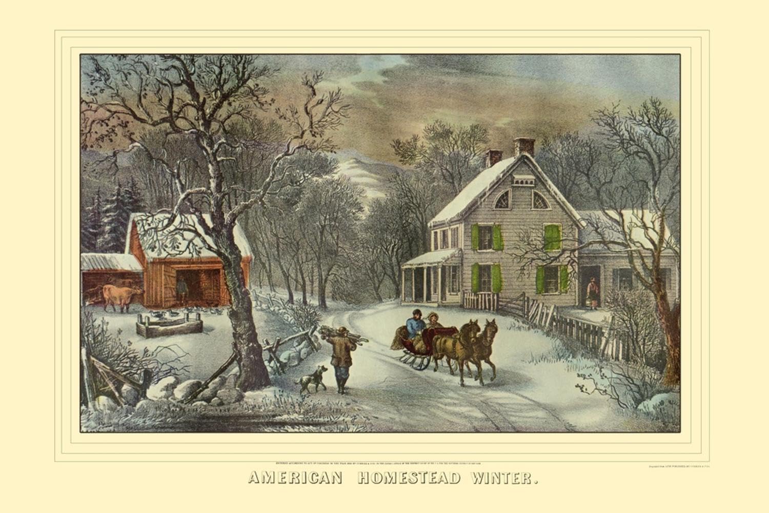 Amazon.com: ART.COM Wall Art Print American Homestead Winter by Currier ...