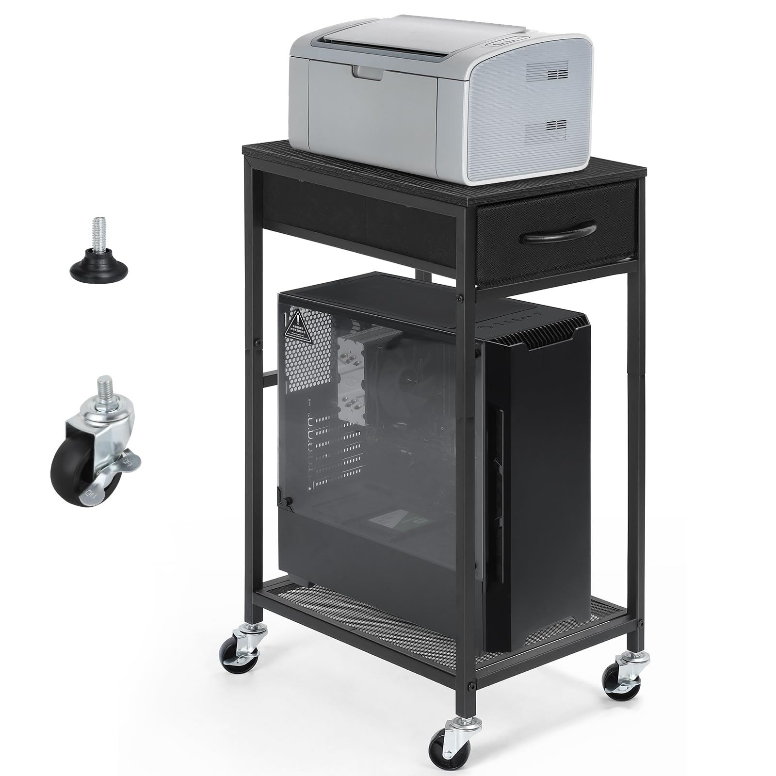 Ybing Pc Stand 2 Tier Computer Tower Stand With Drawer | Desertcart ...