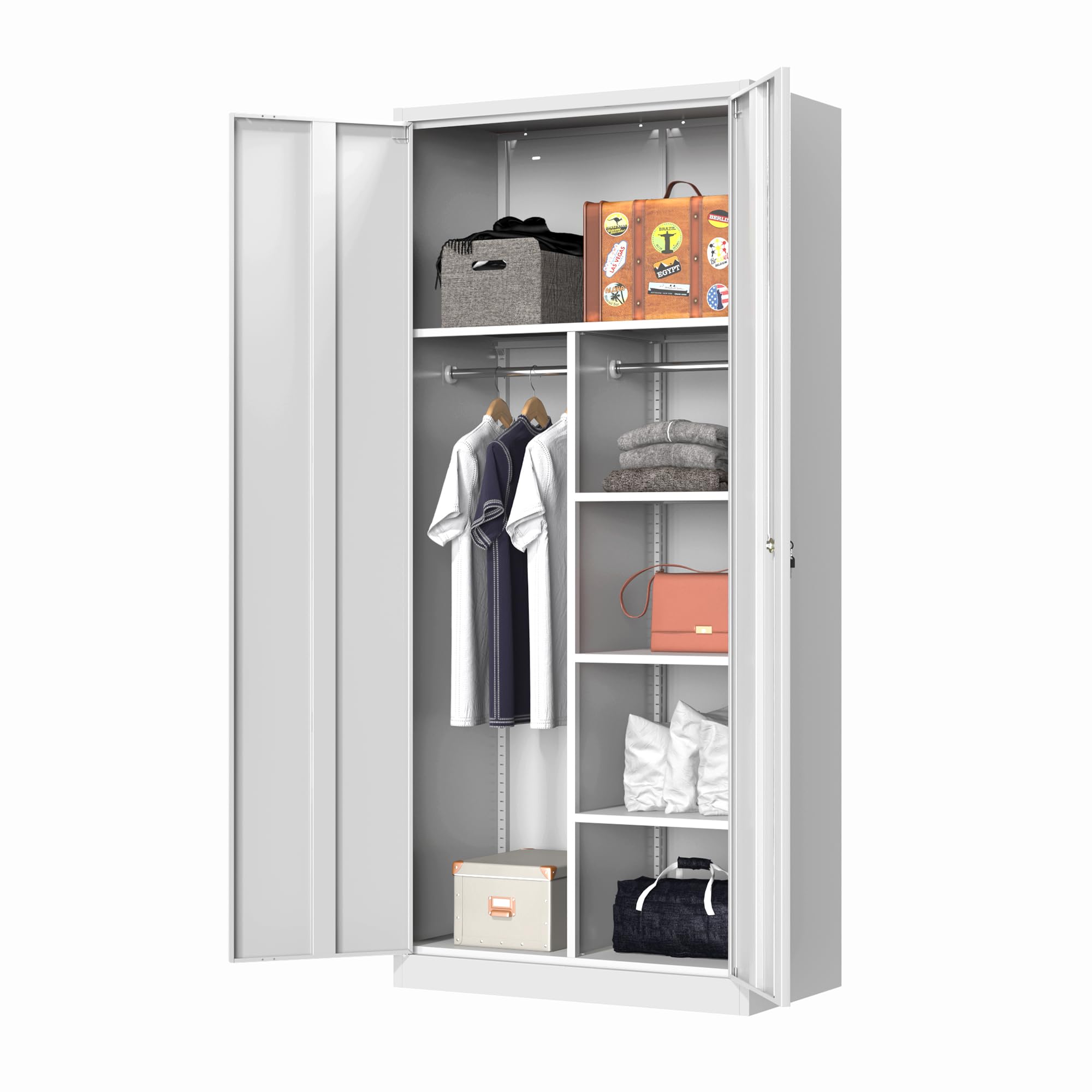 Amazon.com: Coolsun Metal Wardrobe Closet Cabinet with Locking Doors ...
