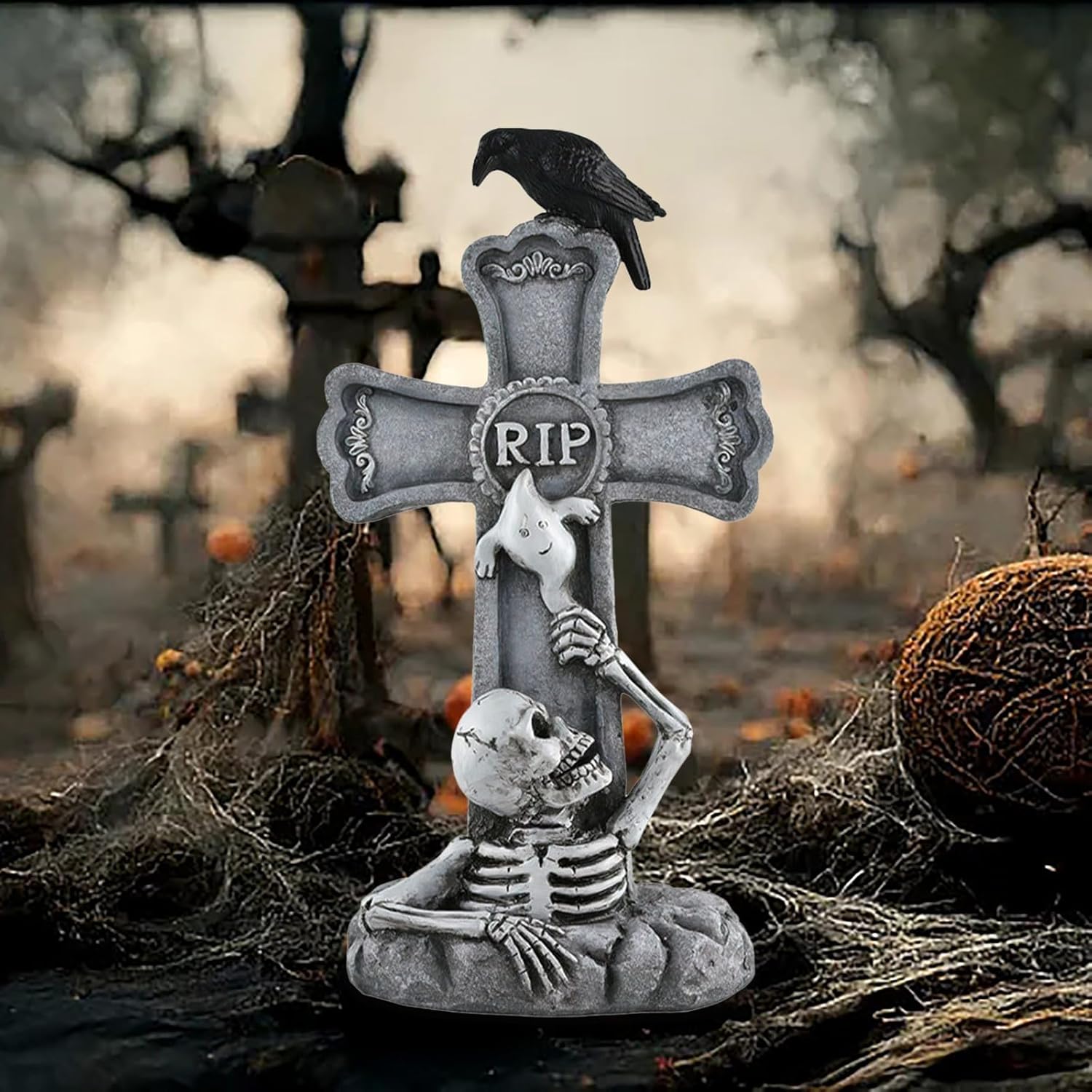 Amazon.com: Halloween Decorations Outdoor Graveyard Tombstones Resin ...