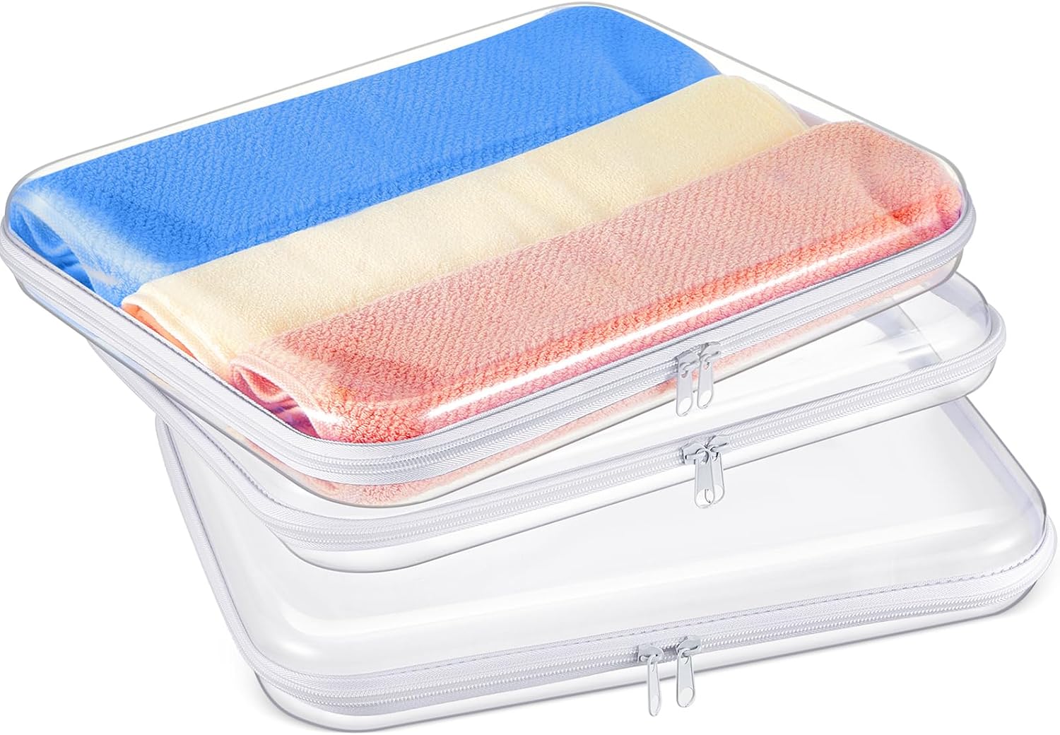 Amazon.com: Hoolerry 3 Pcs Clear Hard Zipper Case Hard Plastic Pouch ...