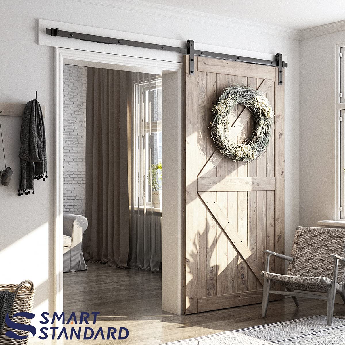 Snapklik.com : SMARTSTANDARD 8 FT Sliding Barn Door Soft Close Hardware ...