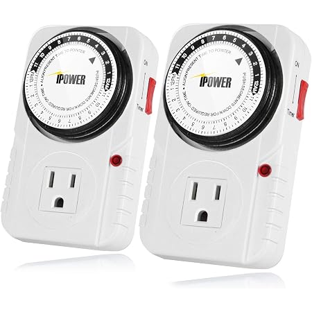 iPower 24 Hour Plug-in Mechanical Electric Outlet Timers Switch ...