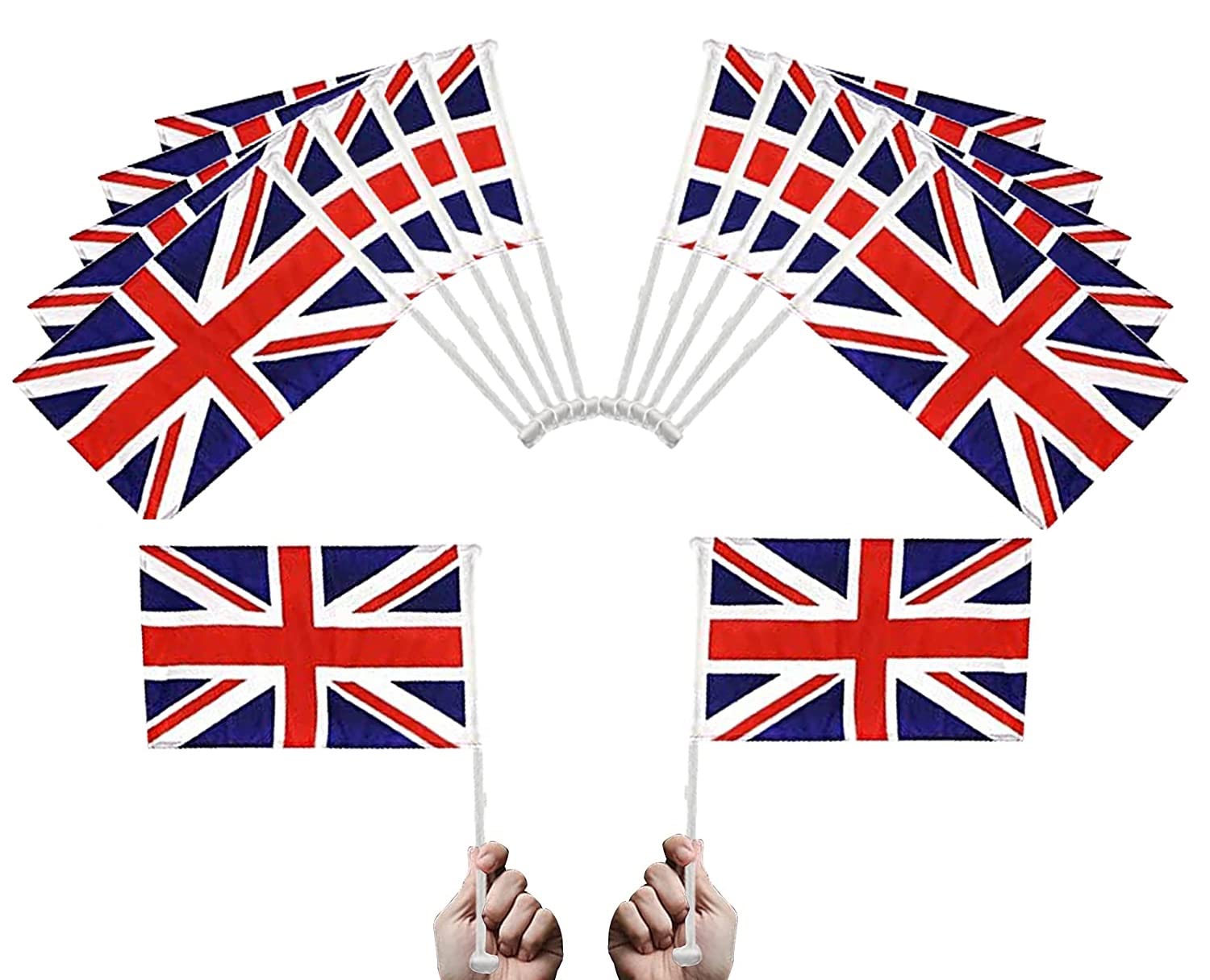 Buy UK Stock 12 Packs Union Jack Hand s Queen's Platinum Jubilee Waving ...