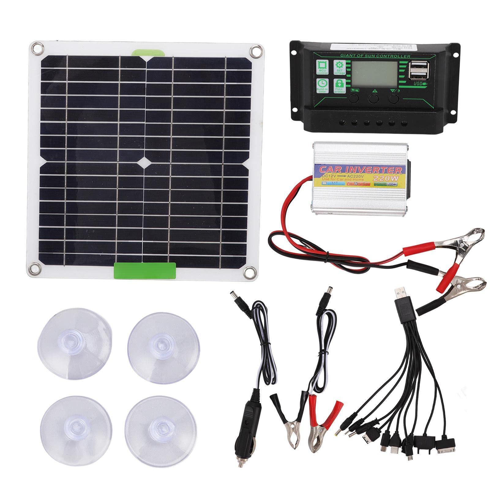 Buy KIXS Solar Power Complete Kit - 220W Converter Inverter 50W Solar ...