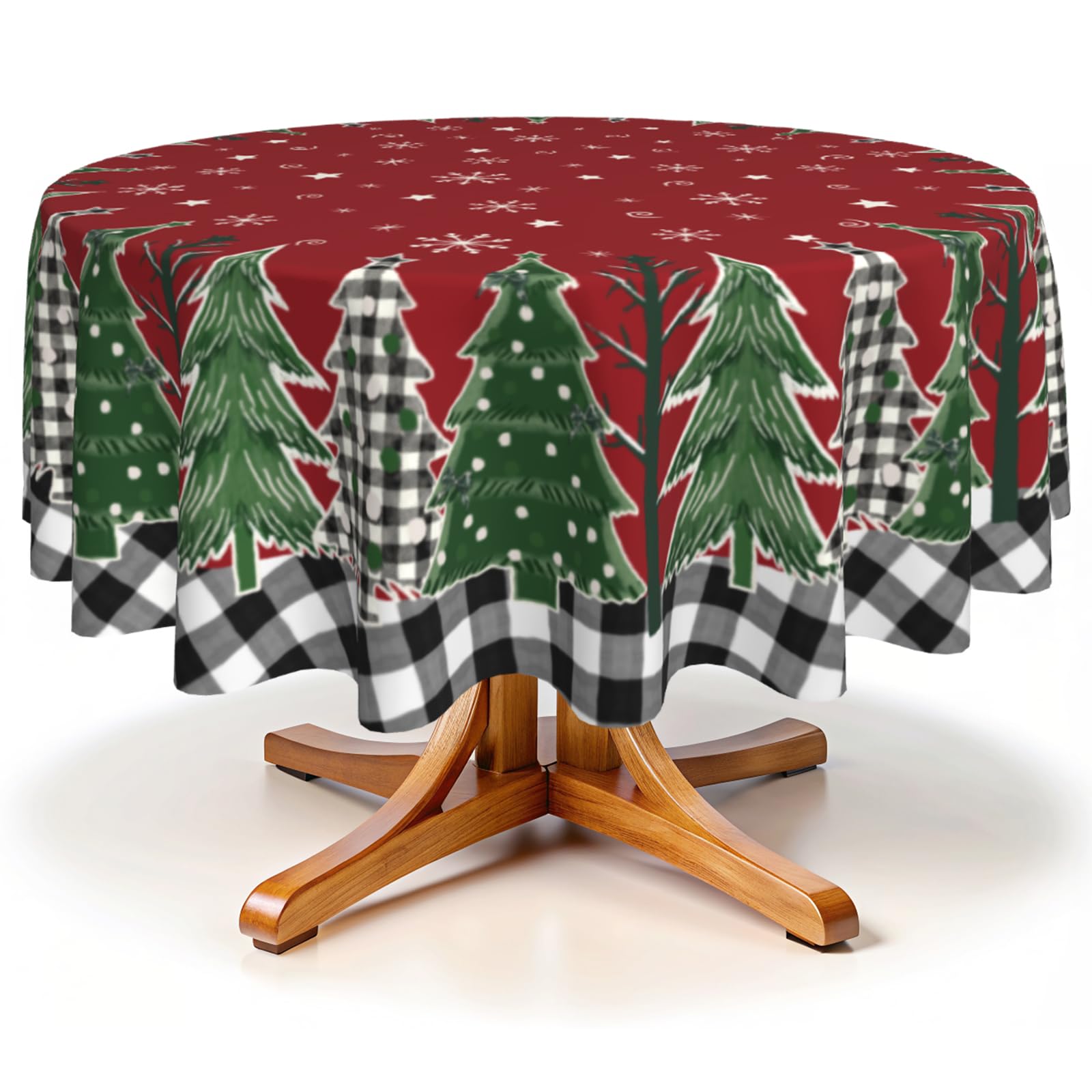 Amazon.com: Christmas Tablecloth Round 60 Inch Red Green Xmas Tree ...