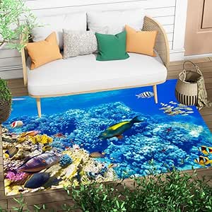 Amazon.com: 3D Printed Underwater Modern Outdoor Rug Boho Ocean ...