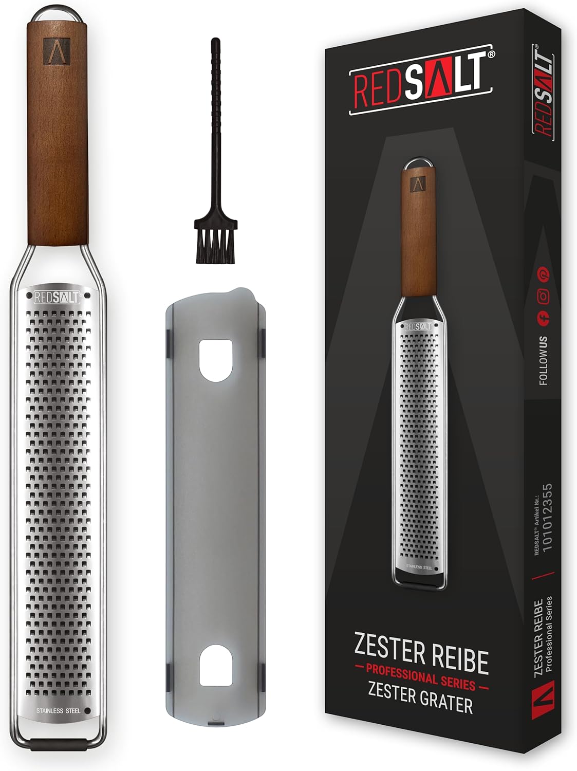 REDSALT® Premium Zester Grater Stainless Steel | Wooden Handle and ...