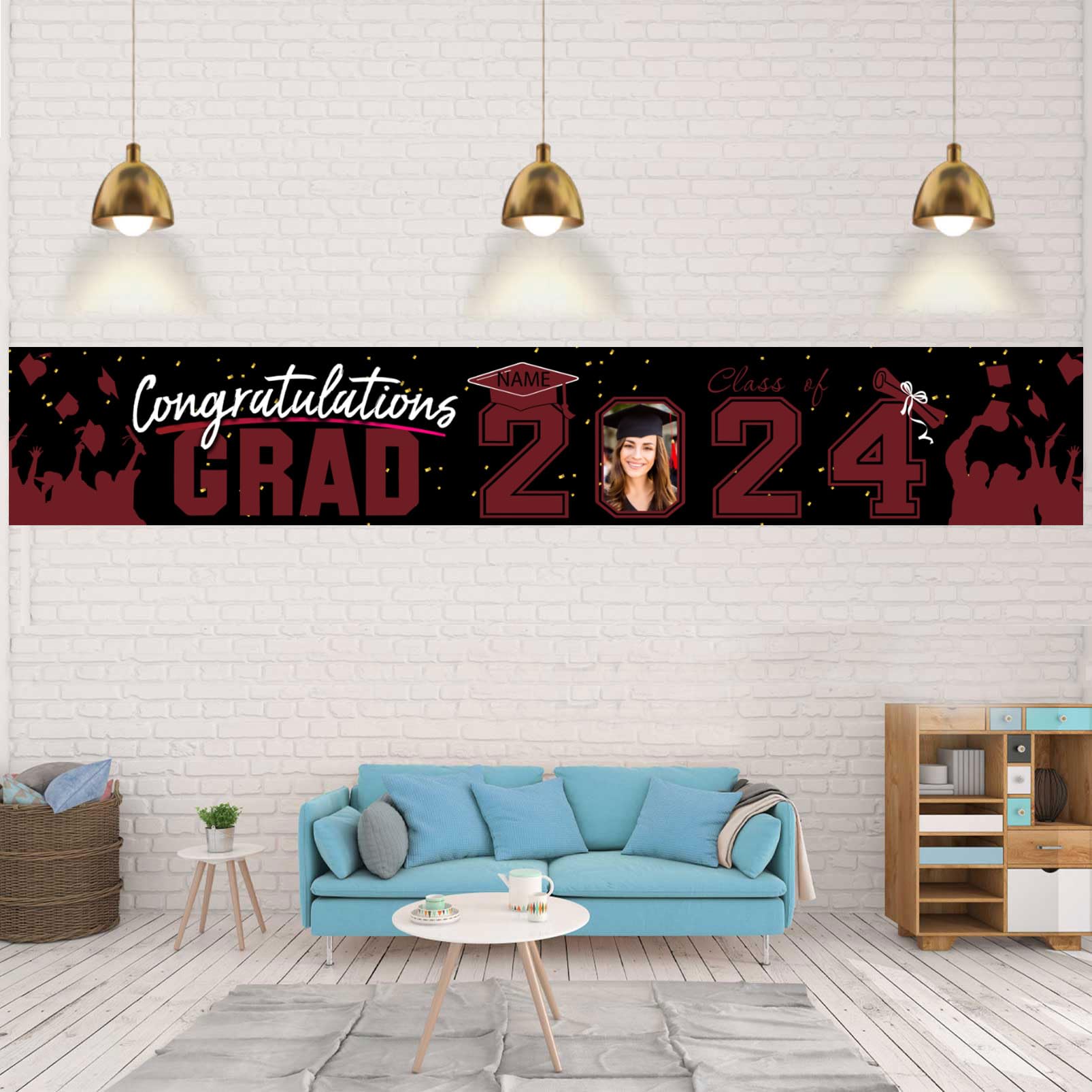 Snapklik.com : Custom Graduation Backdrop Banner Maroon Large Congrats ...
