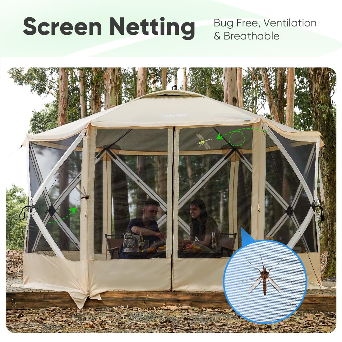 Snapklik.com : Quictent 6-Sided Pop Up Screen House Tent, 11.5x11.5ft ...