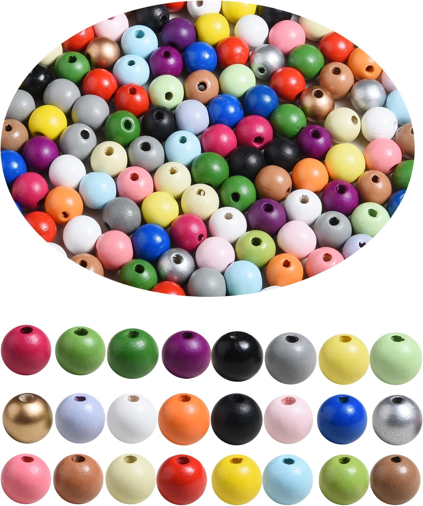 Amazon.com: INSPIRELLE 1800pcs 8mm Multicolor Painted Natural Wood ...