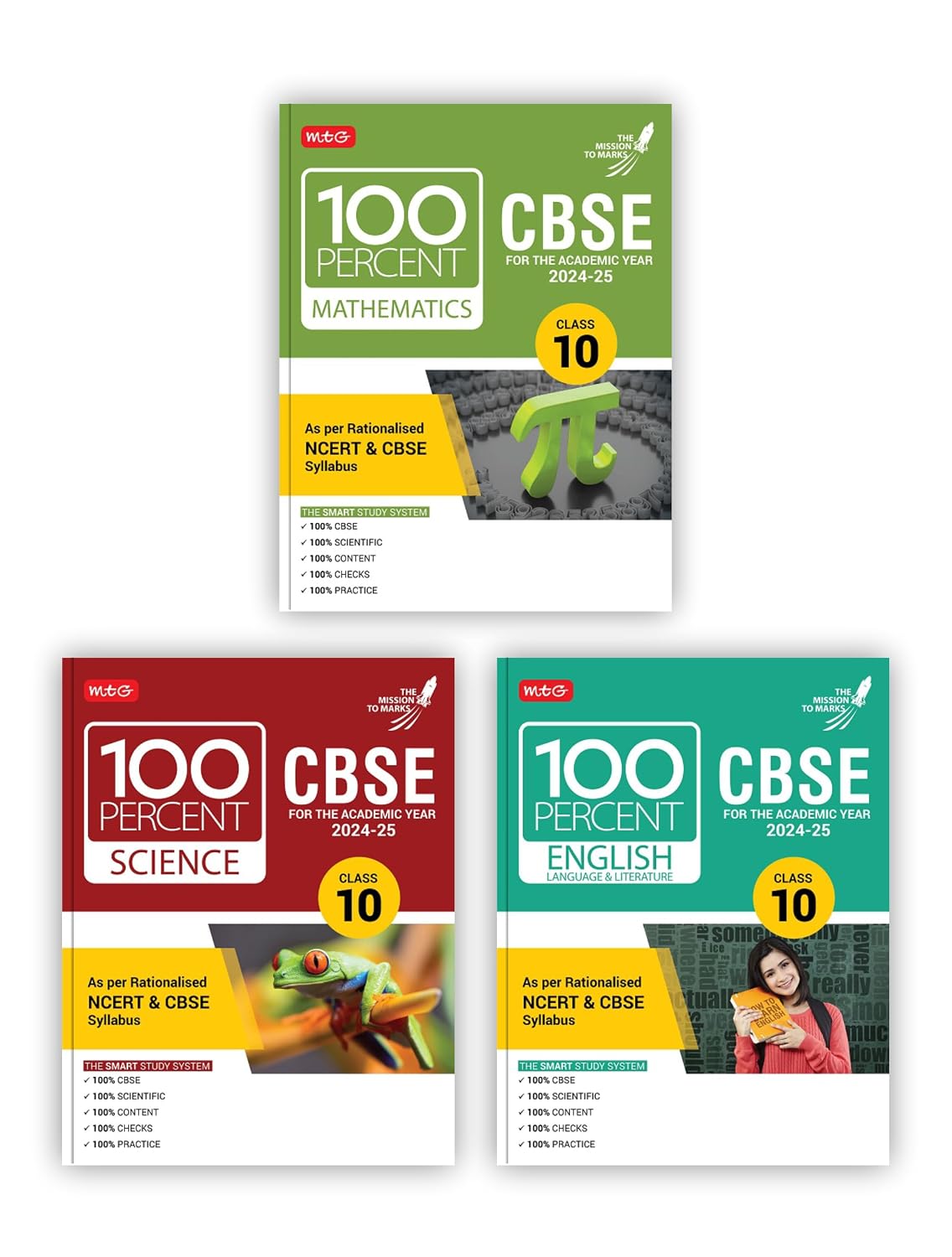 MTG 100 Percent Mathematics, Science & English For Class 10 CBSE Board ...
