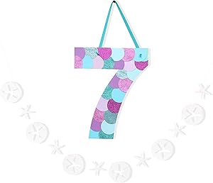 Amazon.com: Mermaid 7th Birthday Decorations - Mermaid Number 7 Sign ...