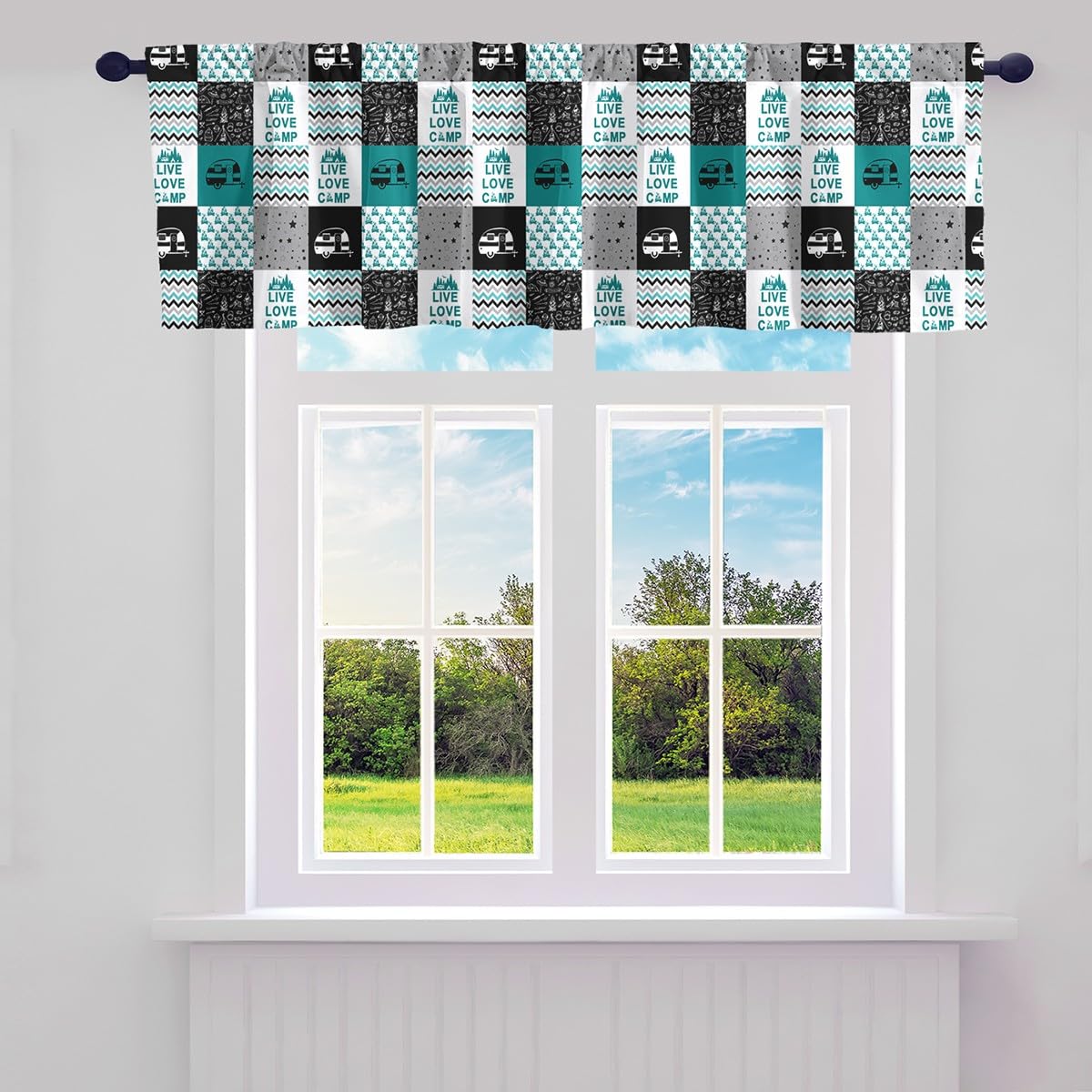 Amazon.com: Camping Themed Valance Curtains Wild Adventure RV Trailers ...