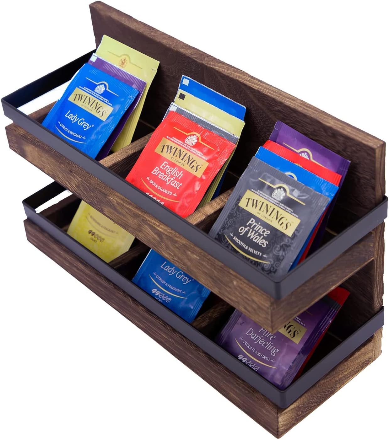 Amazon.com: DFVEY Wooden Tea Bag Organizer Wall Mounted 2-Tier Wood Tea ...