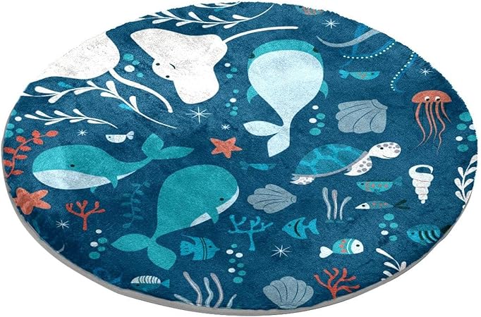 Bläckfisk hav rund matta sovrumsmatta lurvig mjuk stol matta tvättbar ...