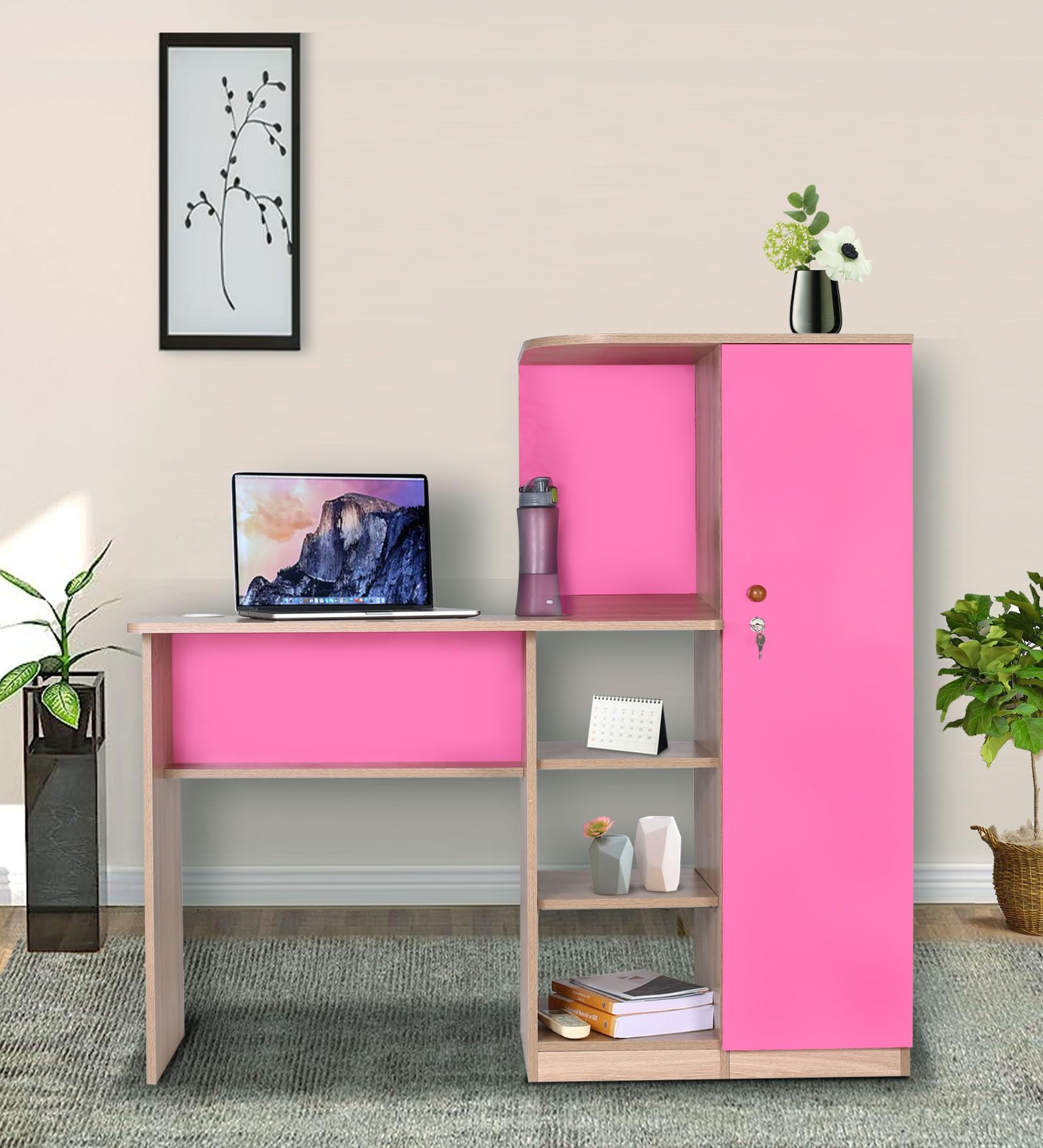 Witty Wud | Ruby | Engineered wood Study Table in Pink Colour 1 Year ...