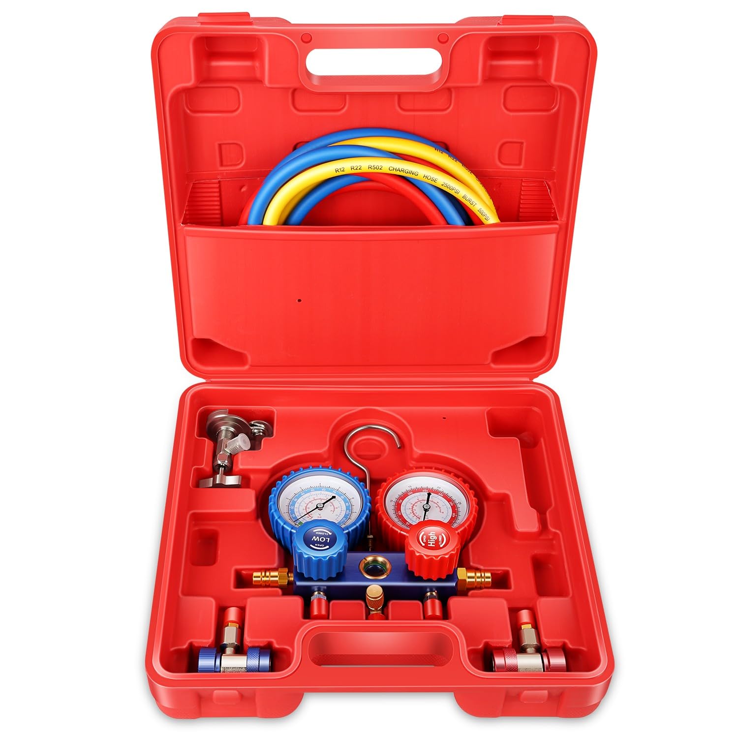 Amazon.com: Auto Dynasty 3 Way AC Gauge Set Diagnostic Manifold Gauge ...