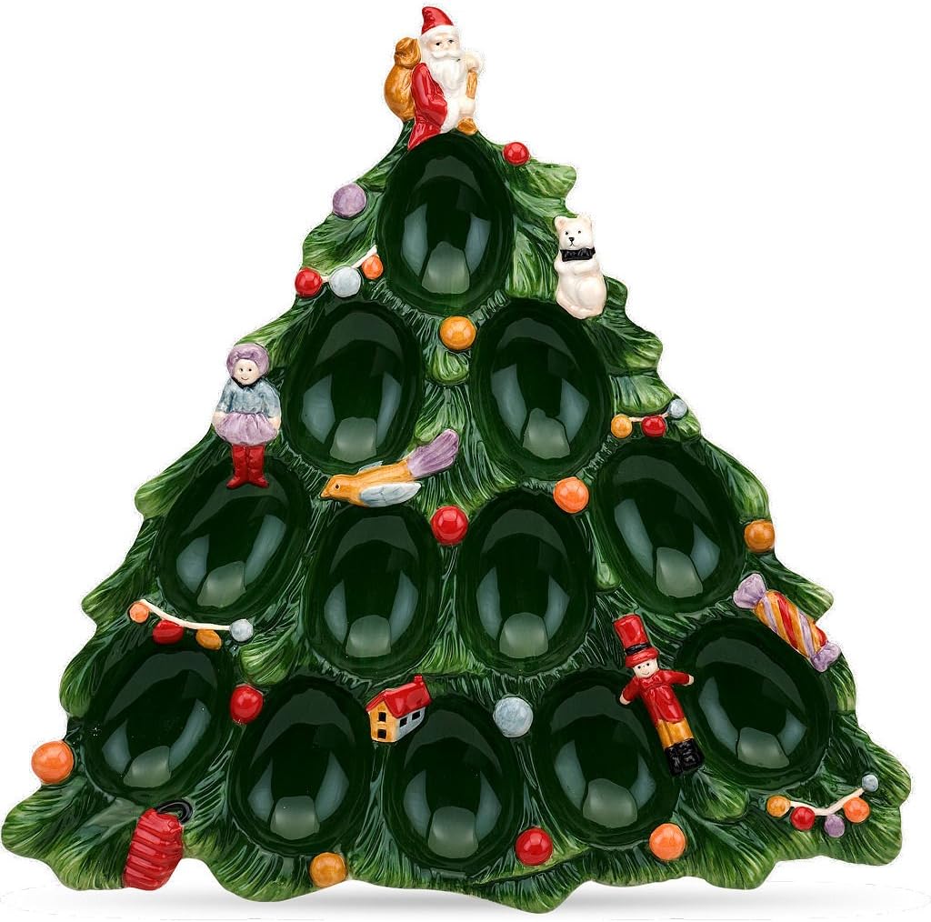 Amazon.com | Spode Christmas Tree Figural Deviled Egg Tray: Deviled Egg ...
