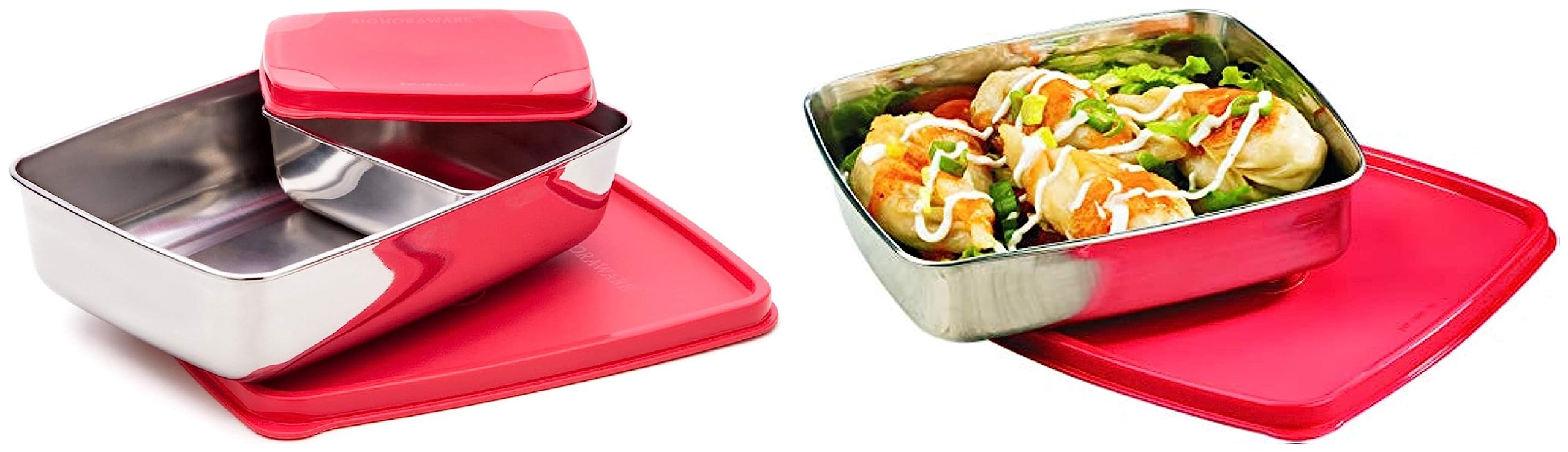 Buy Signoraware Compact Small Lunch Box, 550 ml + 150ml, Multicolour ...