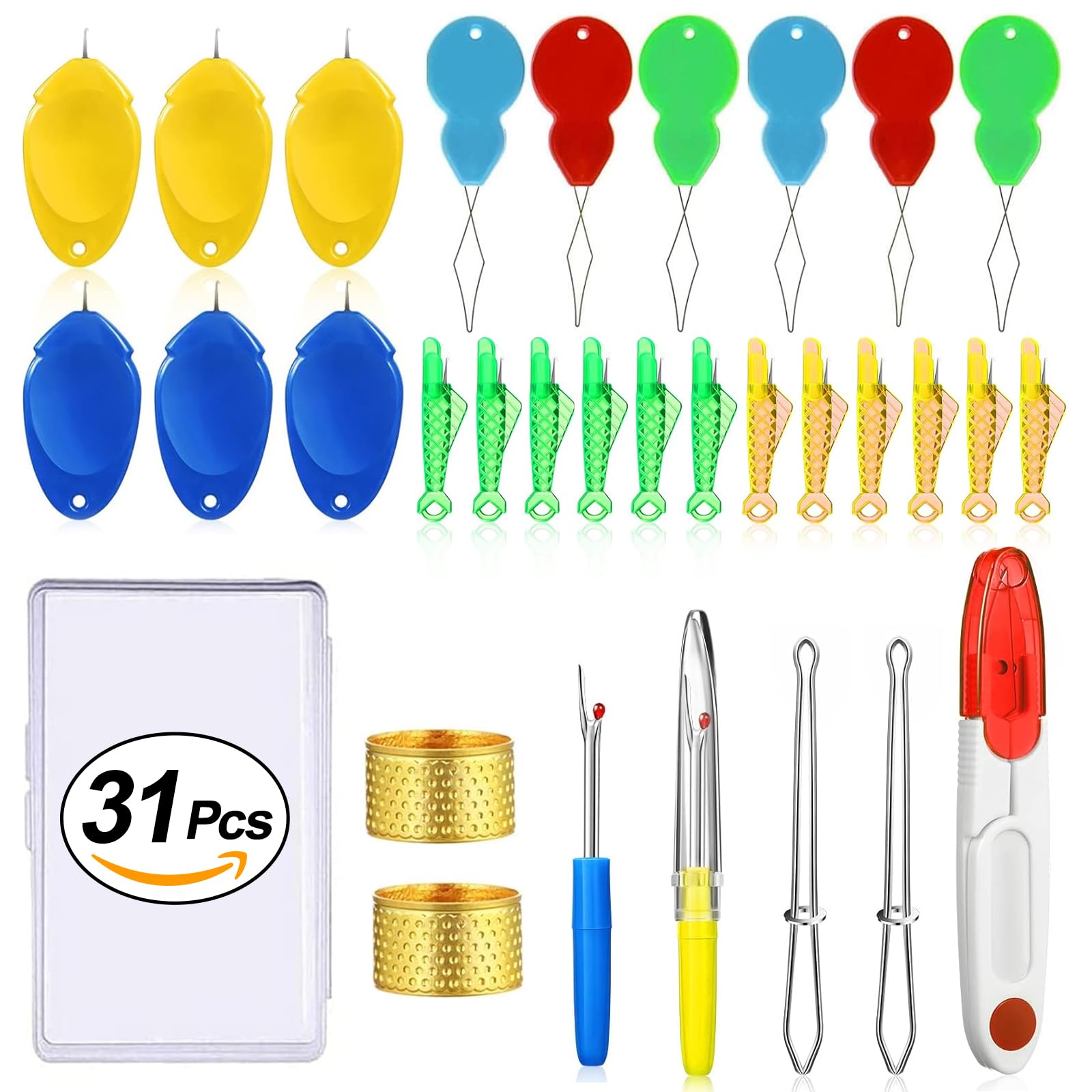 Amazon.com: 31 Pcs Needle Threaders for Hand Sewing, Fits All Needle ...