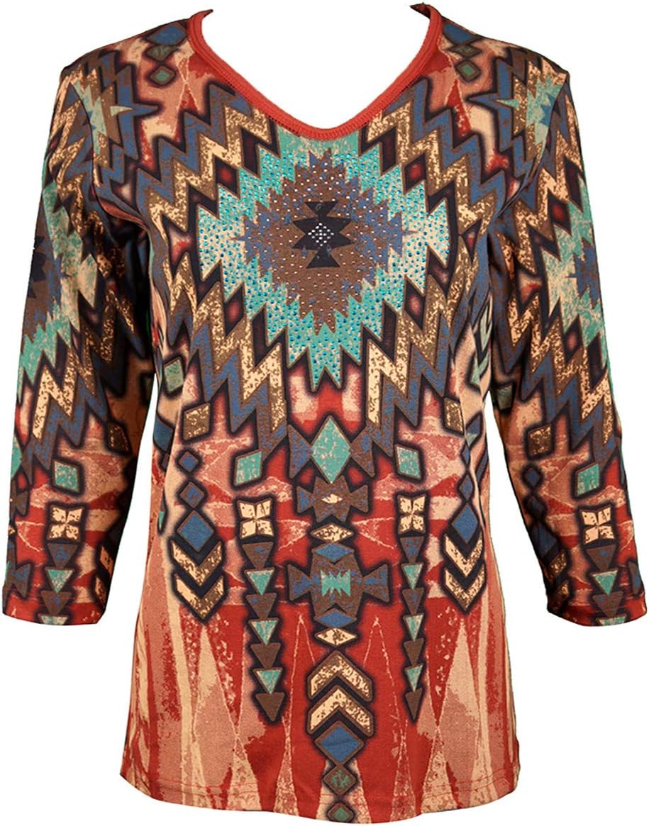 Cactus Bay Apparel - Cimarron, 3/4 Sleeve, V-Neck, Southwest Theme ...