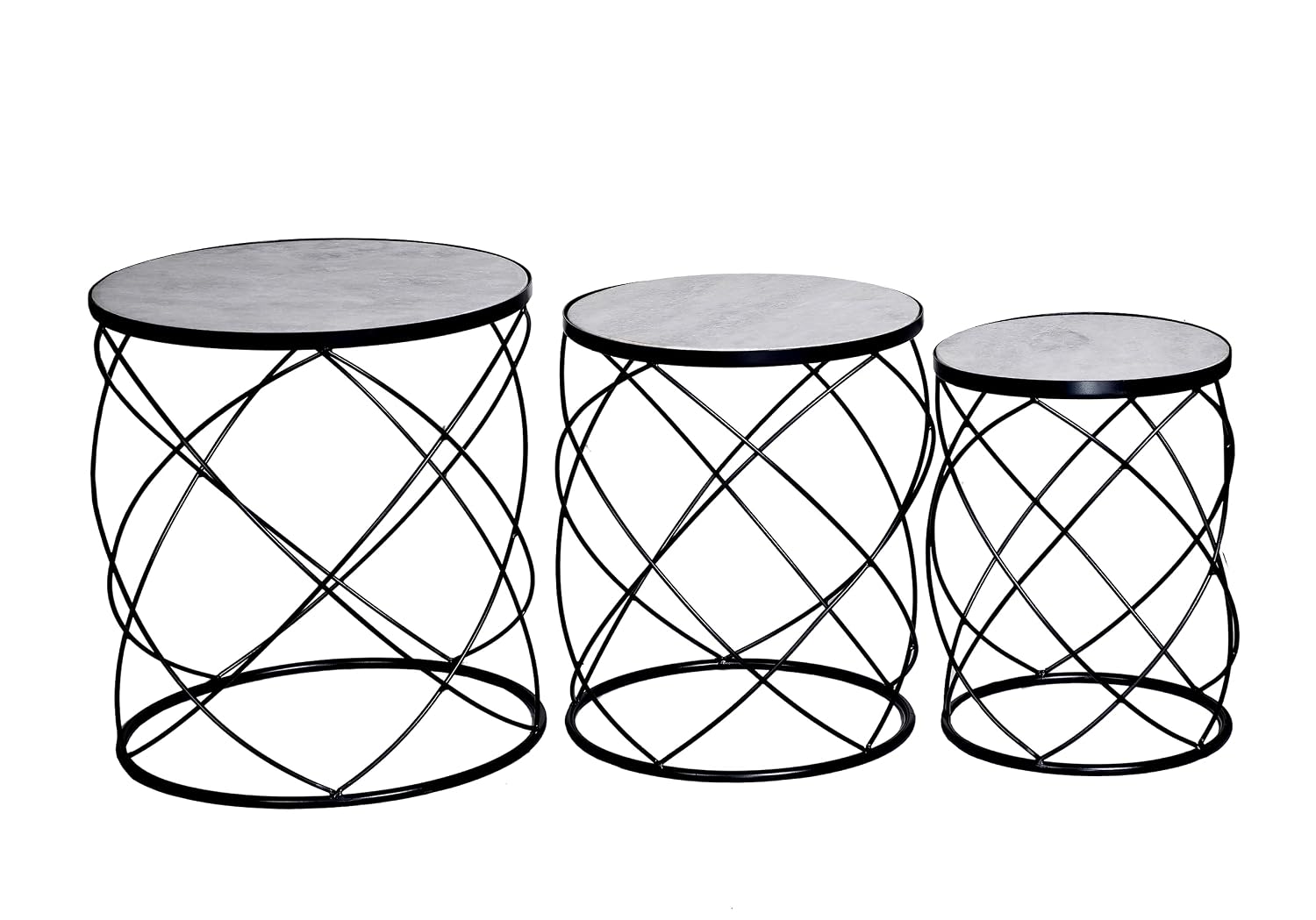 Artisans Village Round Decorative Table with Wood Top Set of 3 for ...