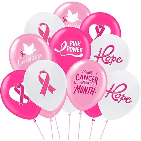Amazon.com: 60 Pieces Breast Cancer Awareness Balloons, Pink Ribbon ...
