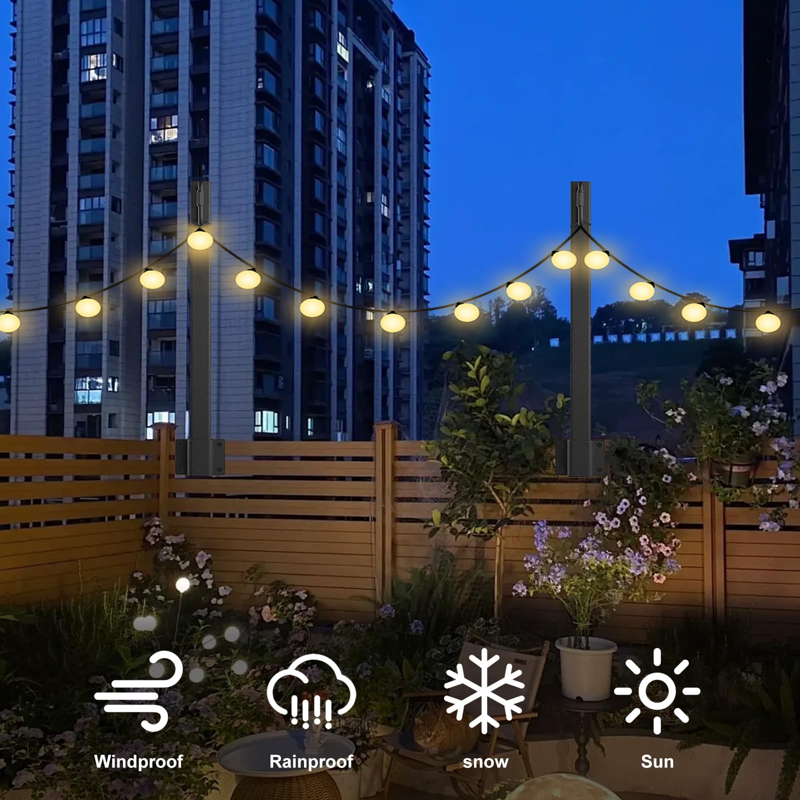 mumisuto 4Pcs String Light Pole Festoon Pole, 15.75 Inch Metal Festoon ...