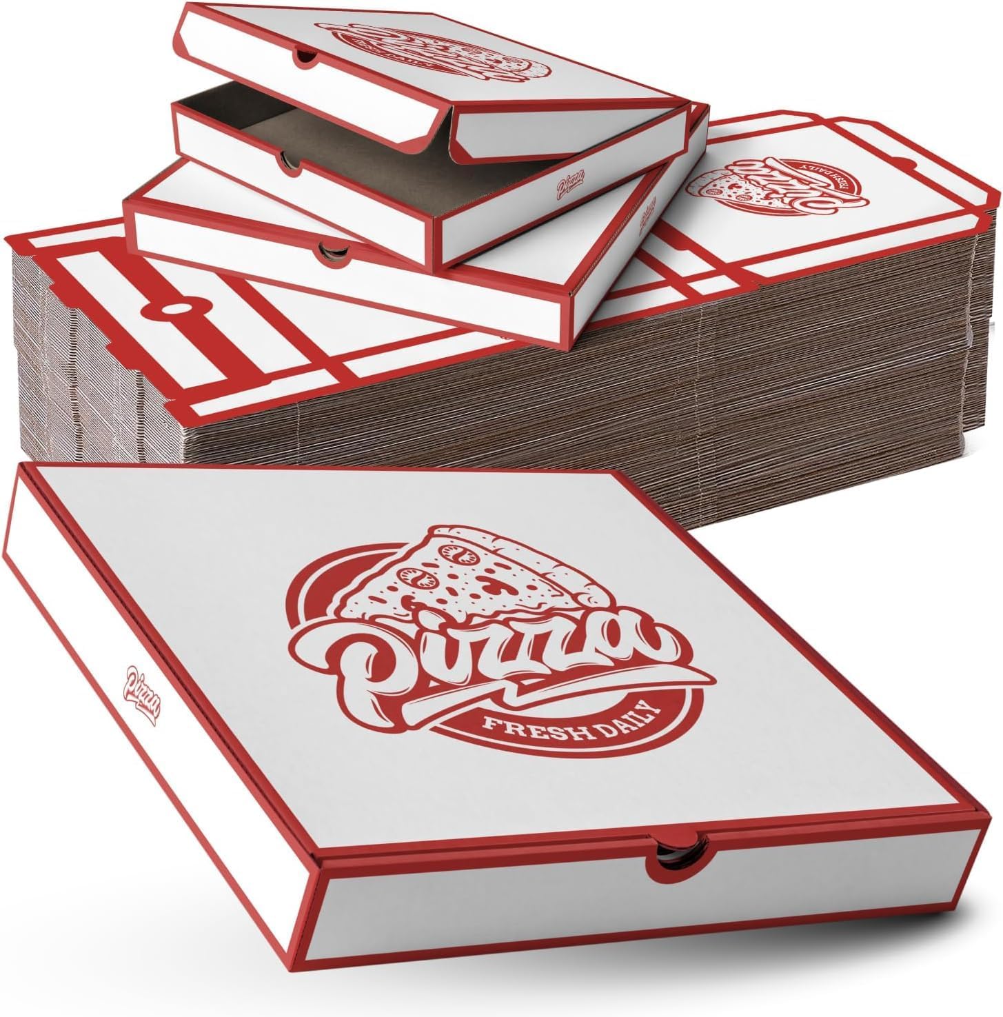 Amazon.com: Zeebar Pizza Boxes:50 Pieces of Durable,Sturdy White & Red ...