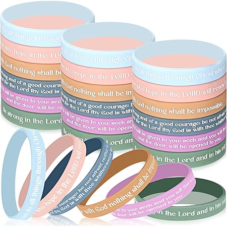 Amazon.com : 32 Pcs Religious Rubber Bracelets Bible Verse Silicone ...