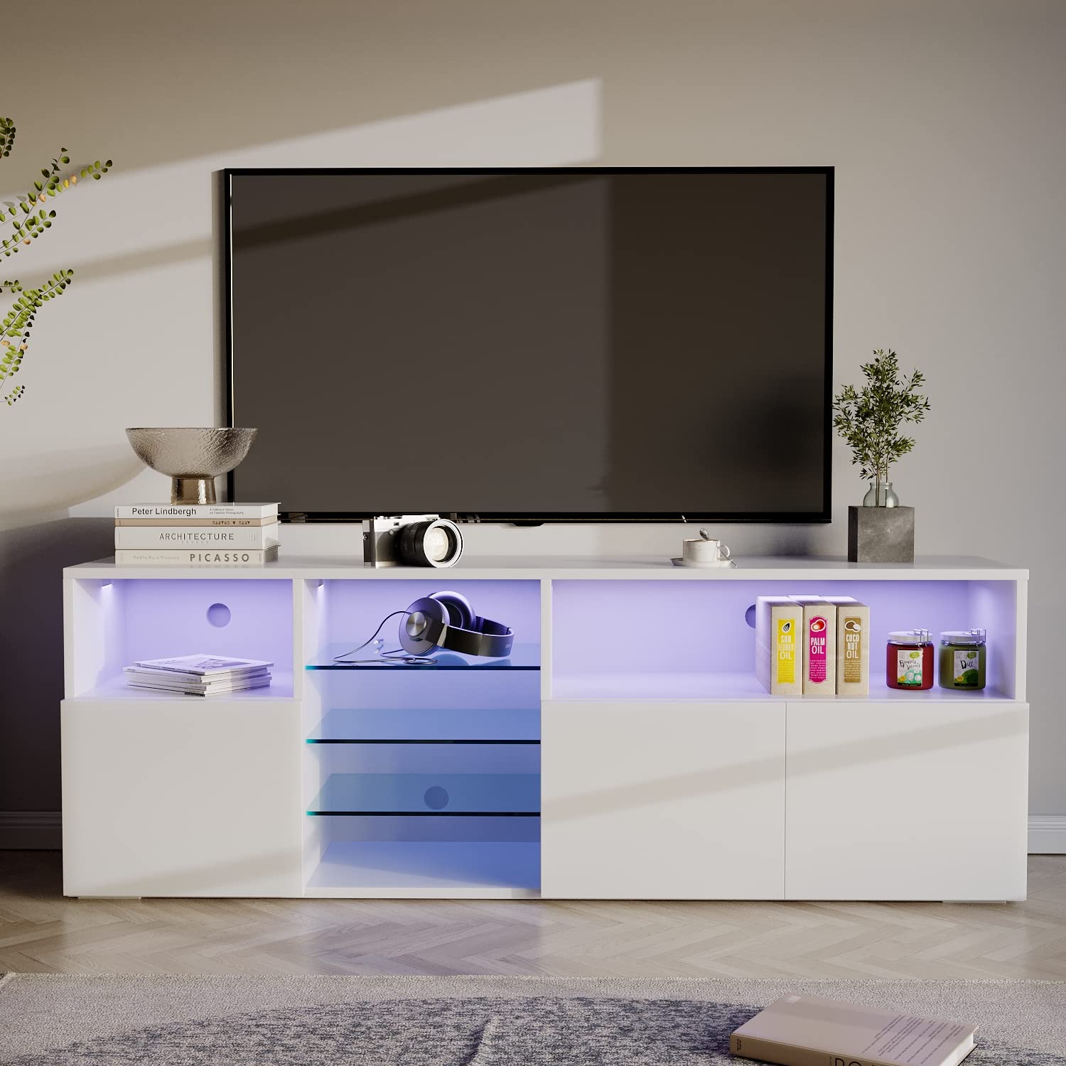 Buy Bolonbi LED TV Stand for 70 inch TV, Modern Entertainment Center ...