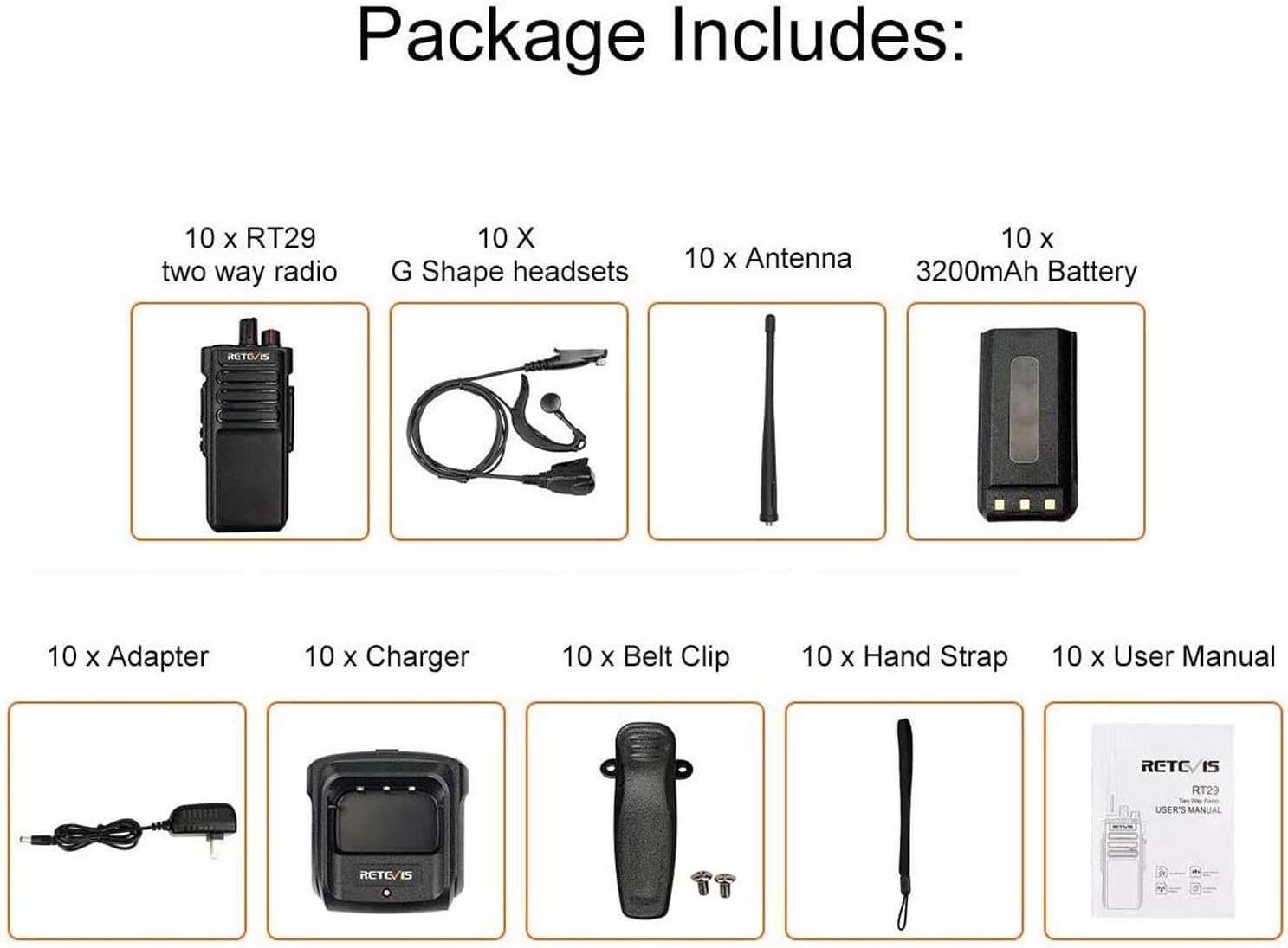 Retevis RT29 – Radios bidireccionales de largo alcance de 3200 mAh ...