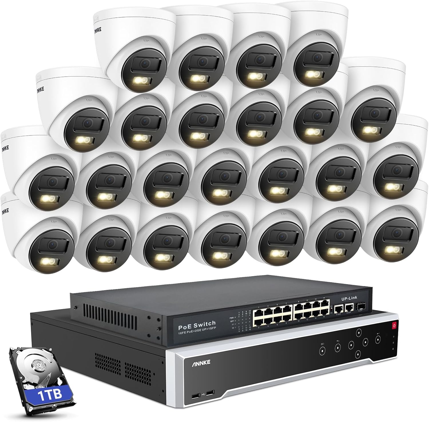 ANNKE 32 Channel 12MP NVR PoE Security CCTV Camera System, Human ...