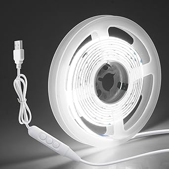 Amazon.com: Aclorol 5V COB LED Strip Light White 6000K Dimmable LED TV Backlights 4.92FT/1.5M ...