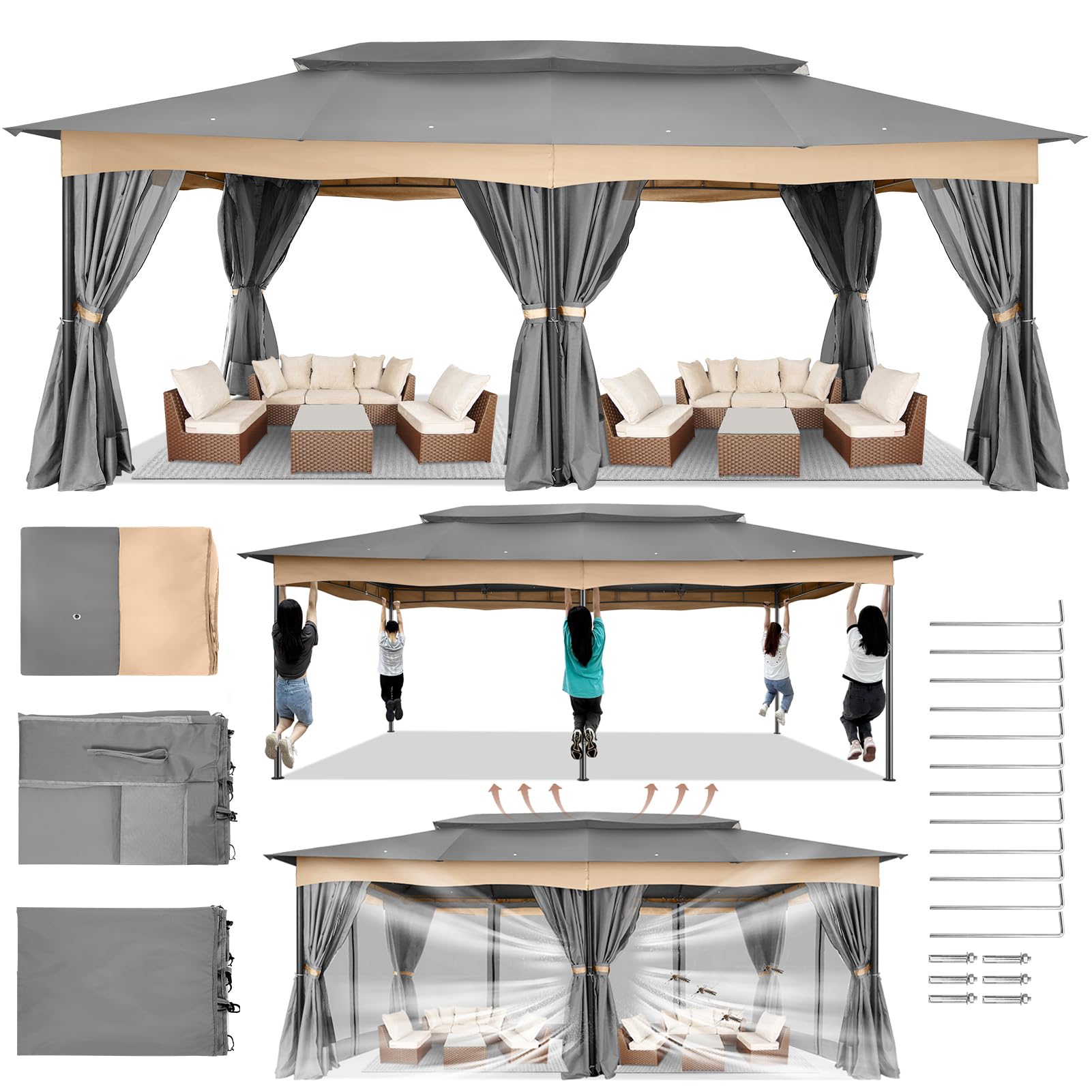 Snapklik.com : COBIZI Gazebo 12x20 Heavy Duty Gazebos